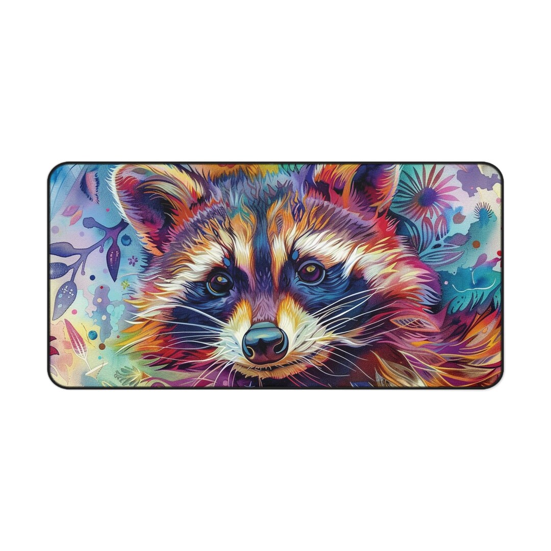 Raccoon Rainbow Pop Art Desk Mat, Extended Mouse Pad, Gaming Desk Mat ...
