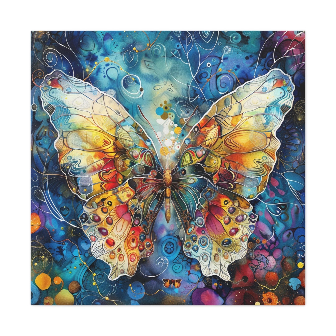 Boho Aesthetic Abstract Rainbow Butterfly Print Wall Art Canvas Gallery ...