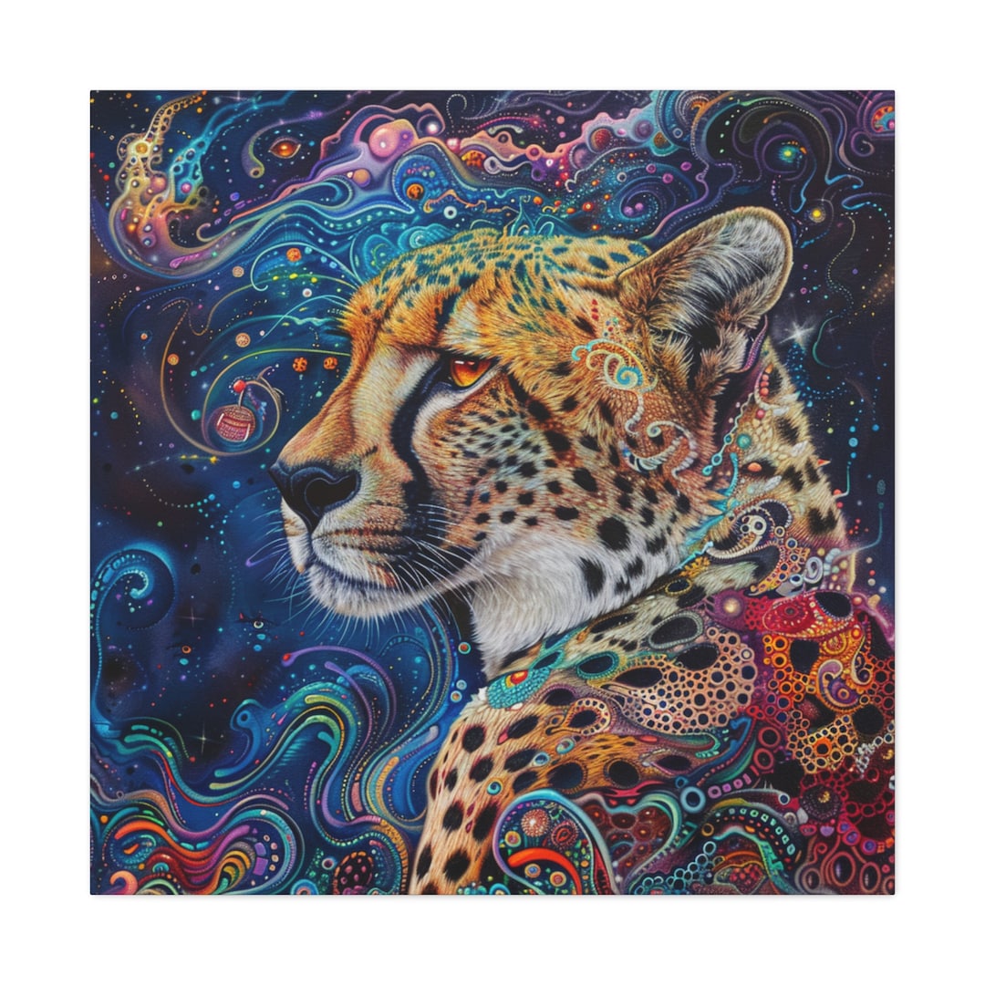 Abstract Rainbow Boho Aesthetic Cheetah Print Wall Art Canvas Gallery ...