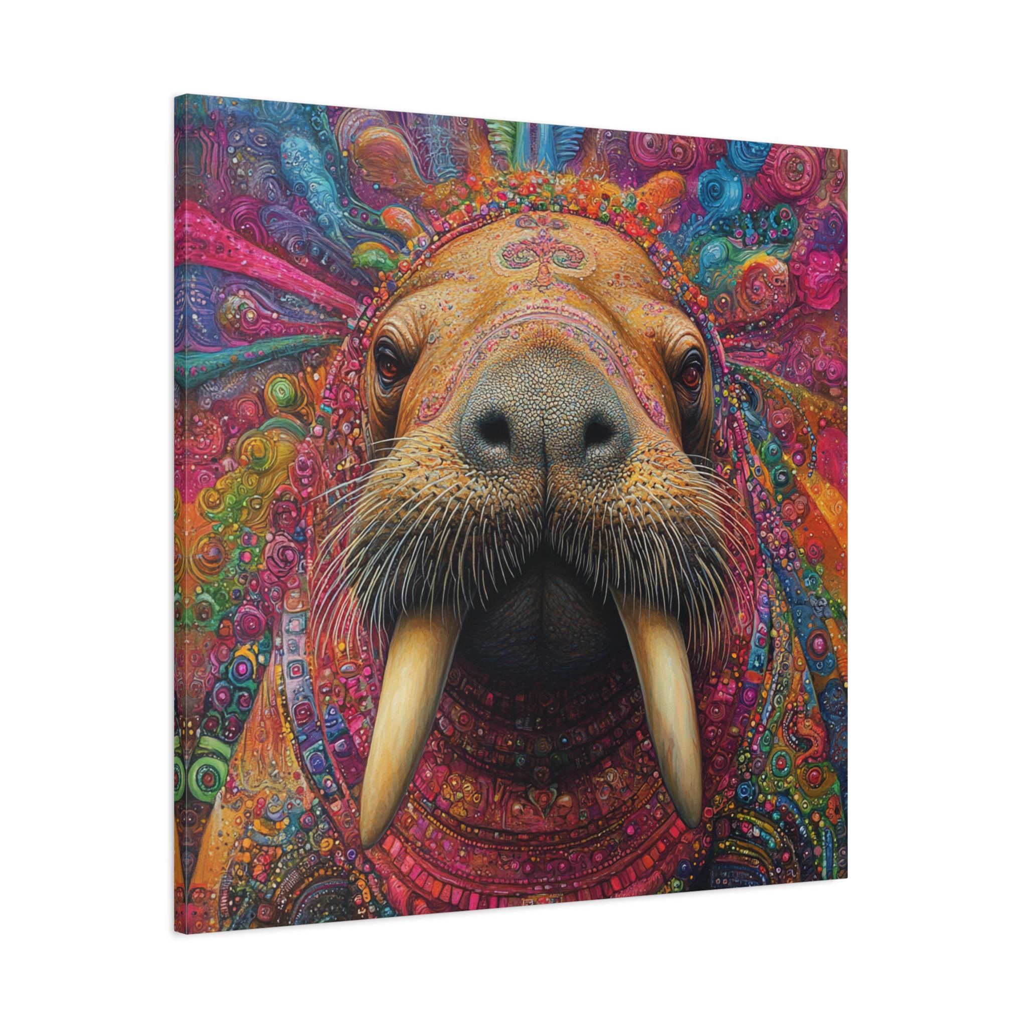 Rainbow Boho Walrus Canvas Print: Colorful Ocean Painting - Etsy
