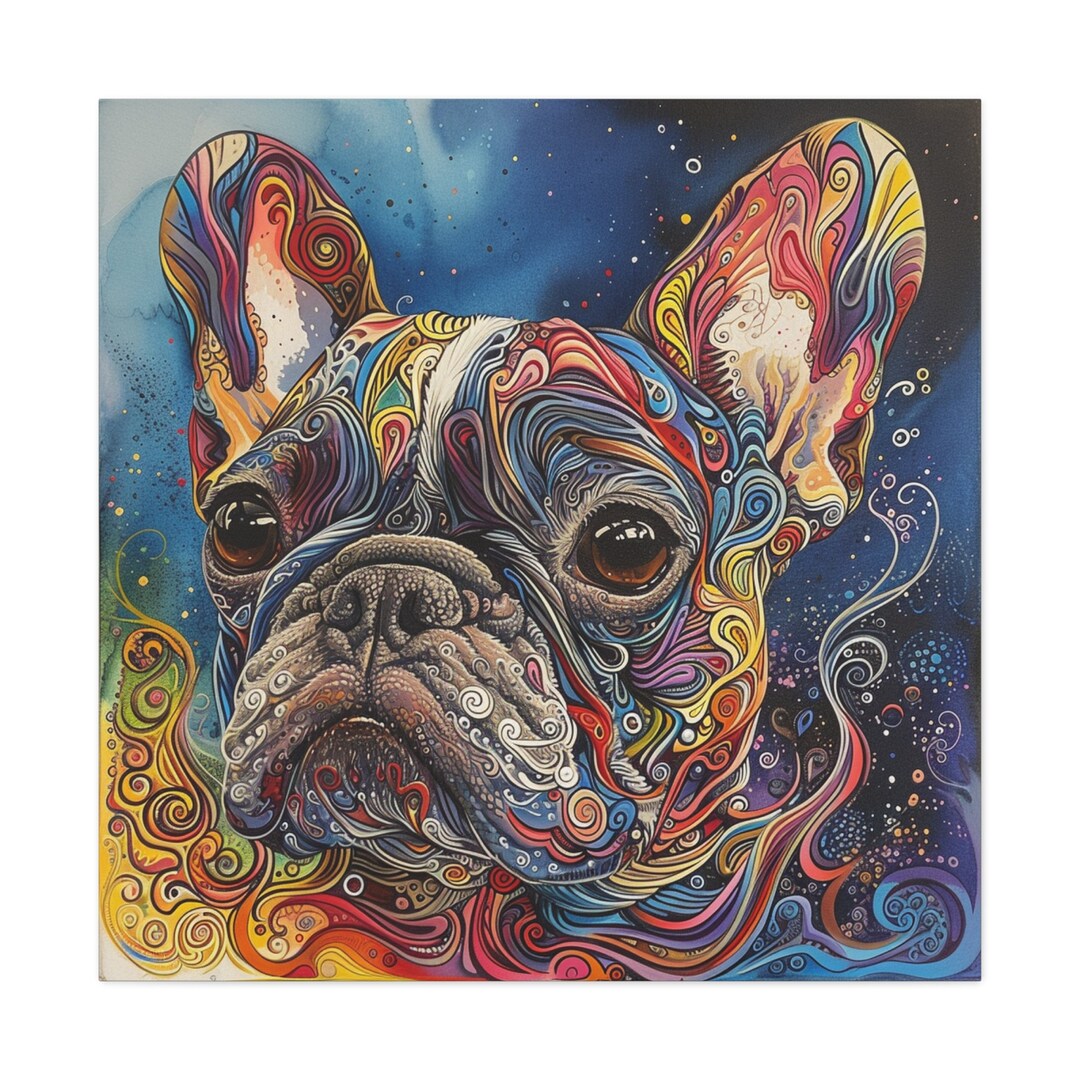 Boho Wall Art French Bulldog Aesthetic Abstract Art Print Colorful ...