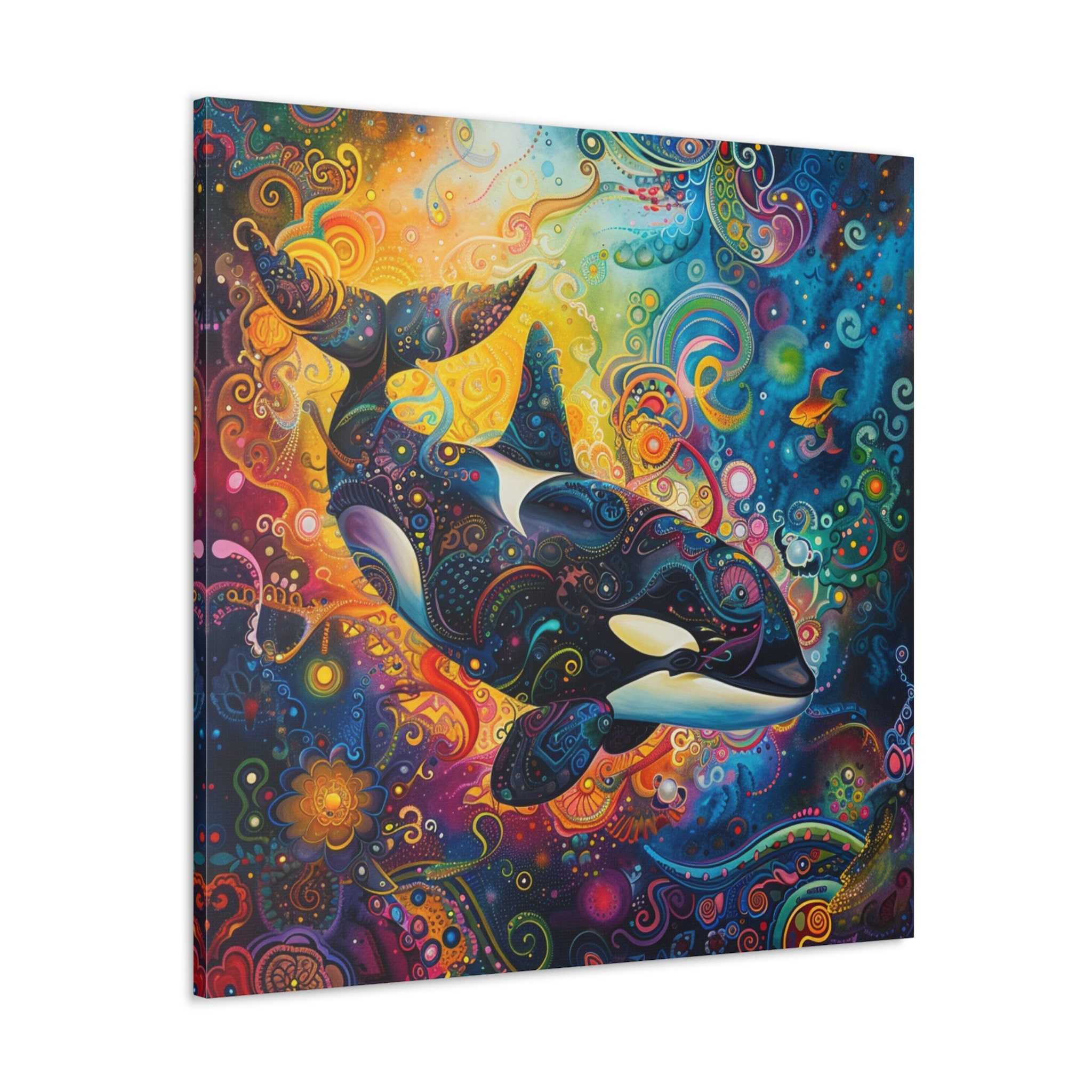 Orca Whale Aesthetic Abstract Art Print Colorful Canvas Wrap Boho Wall ...
