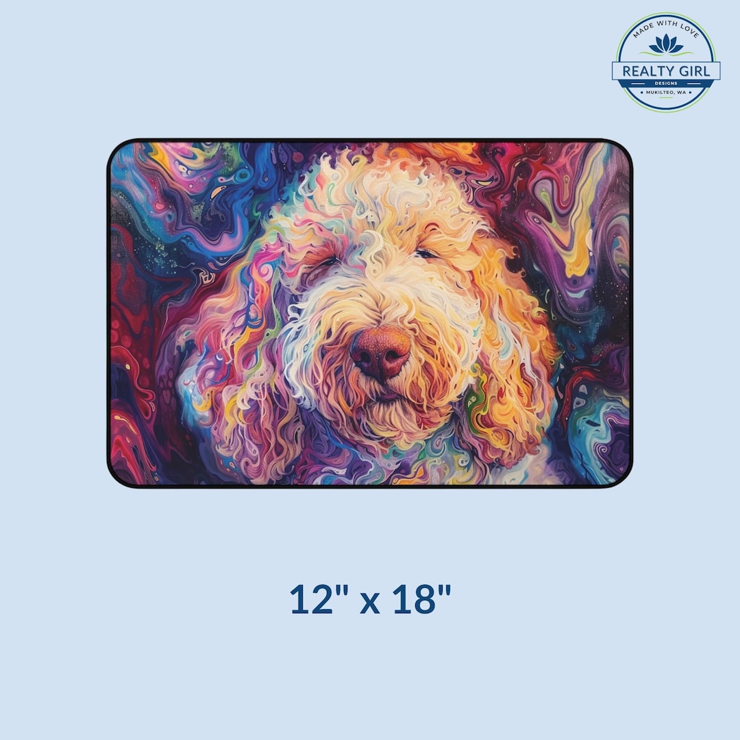 Goldendoodle Dog Desk Mat, Pop Art Doodle Dog, Mouse Pad, Gaming Mat ...