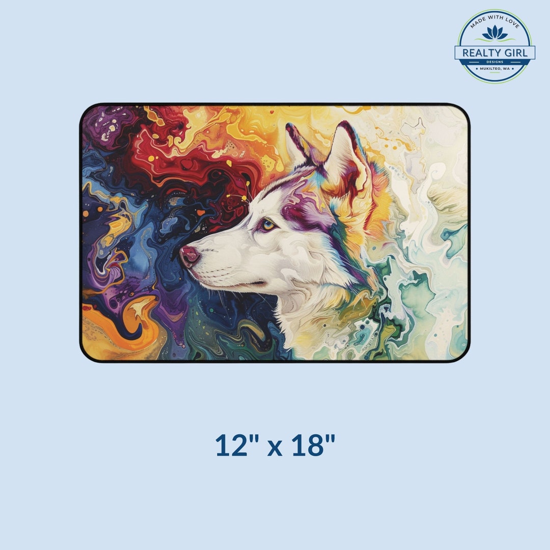 Siberian Husky Dog Desk Mat, Pop Art Husky Dog, Mouse Pad, Gaming Mat ...