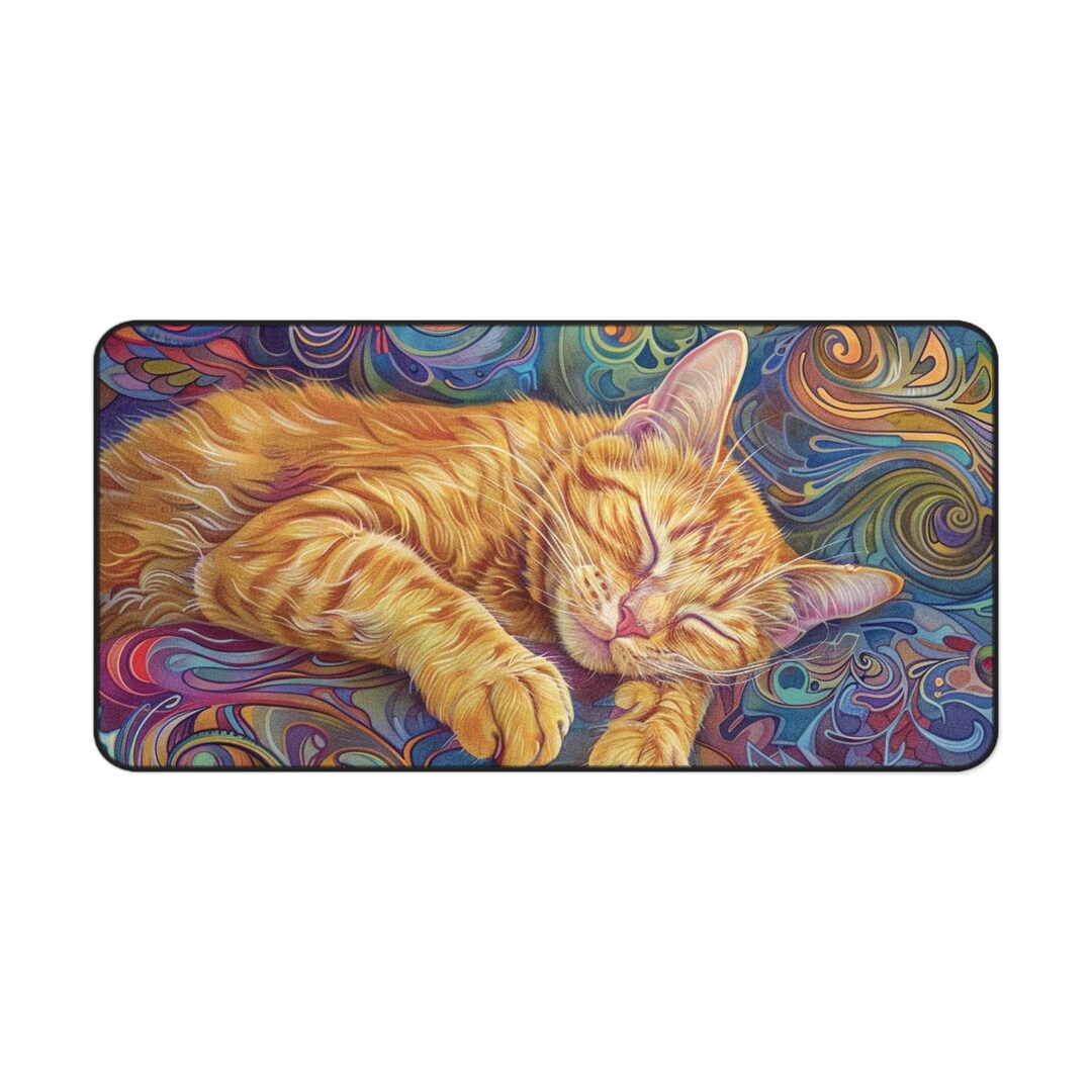 Rainbow Orange Tabby Cat Pop Art Desk Mat, Extended Mouse Pad, Gaming ...