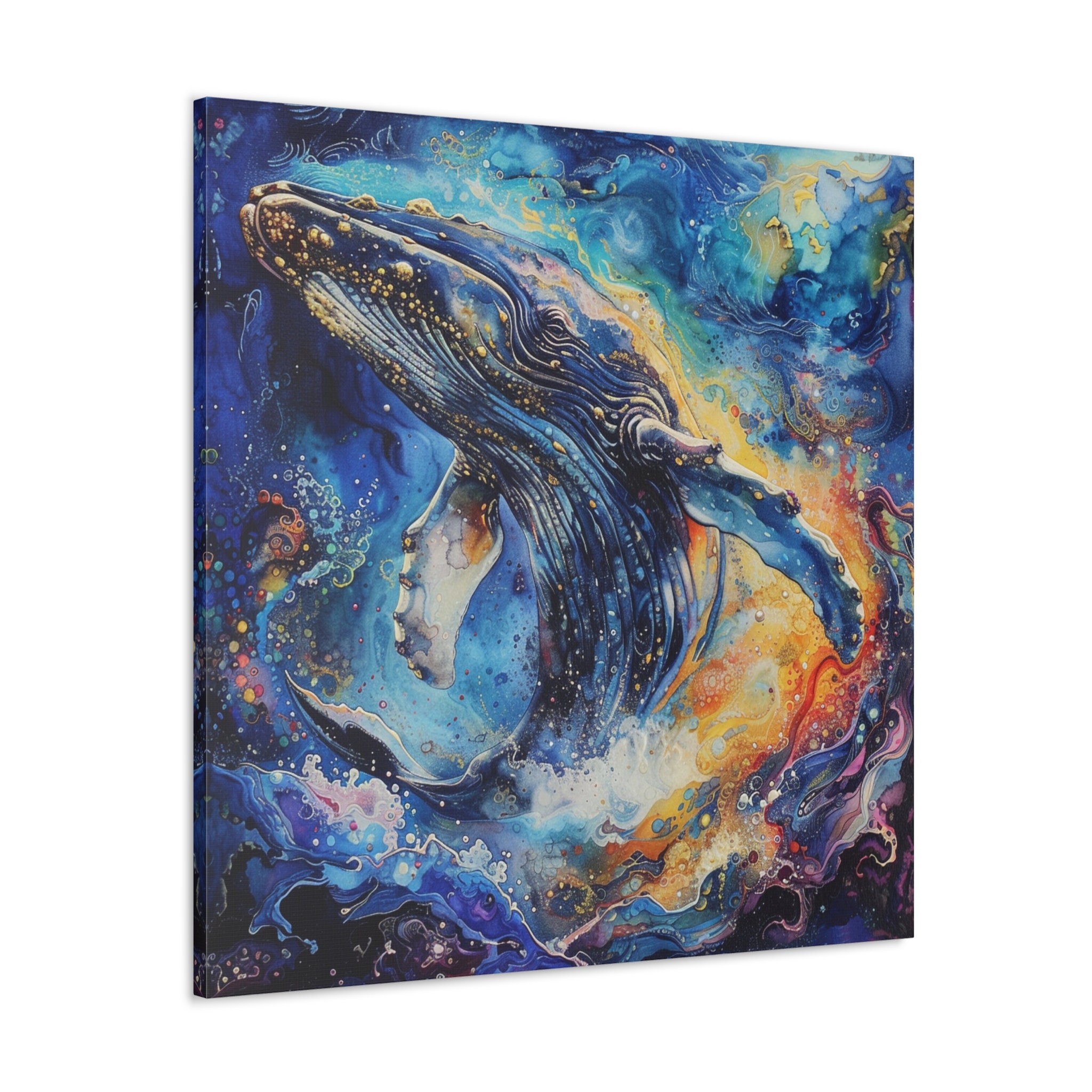 Abstract Aesthetic Humpback Whale Art Print Colorful Canvas Wrap Boho ...