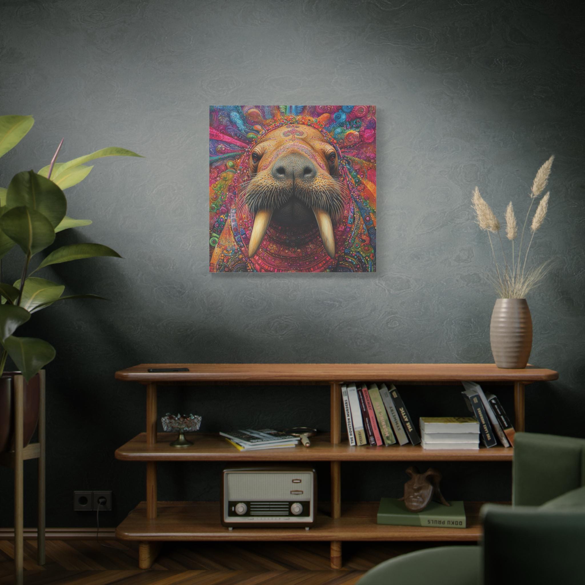 Rainbow Boho Walrus Canvas Print: Colorful Ocean Painting - Etsy