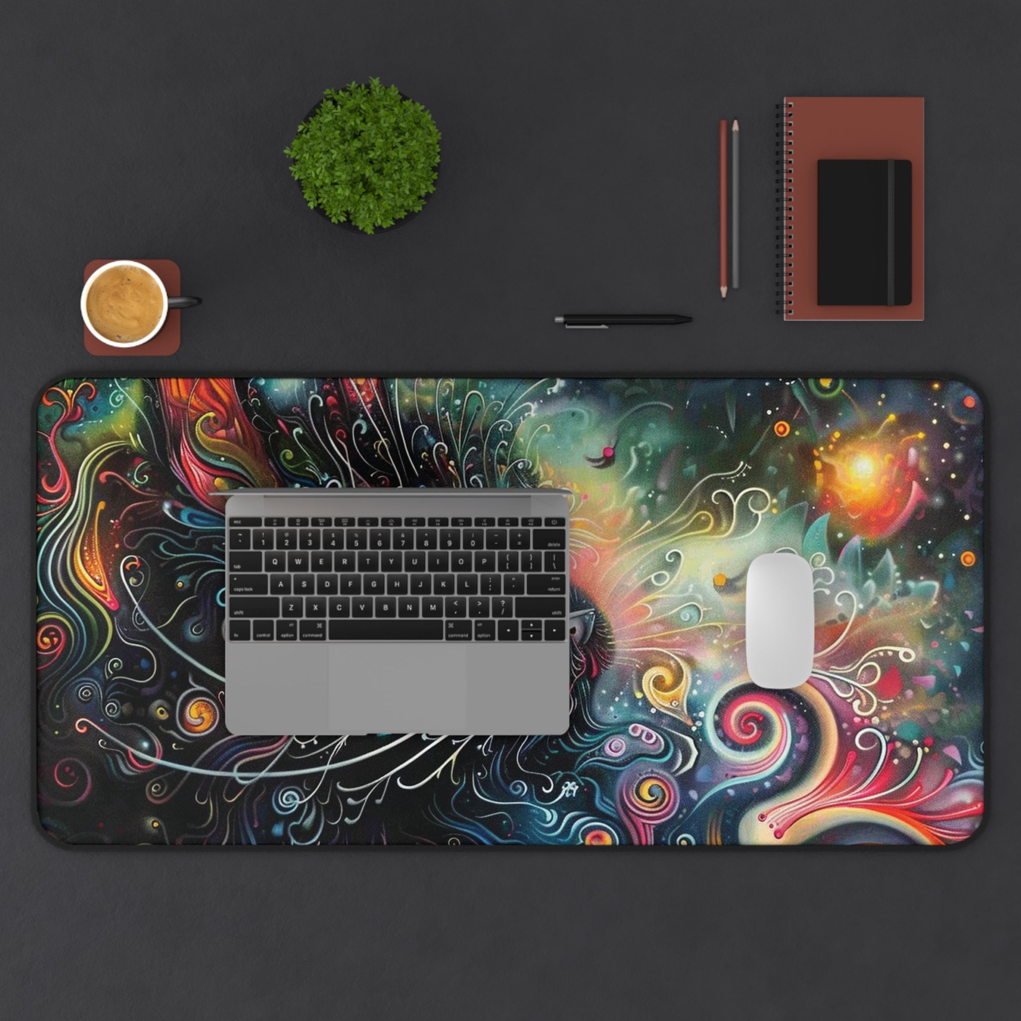 Rainbow Black Cat Pop Art Desk Mat, Extended Mouse Pad, Gaming Desk Mat ...