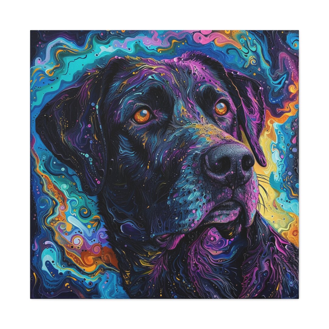 Boho Wall Art Black Labrador Retriever Dog Aesthetic Abstract Art Print ...