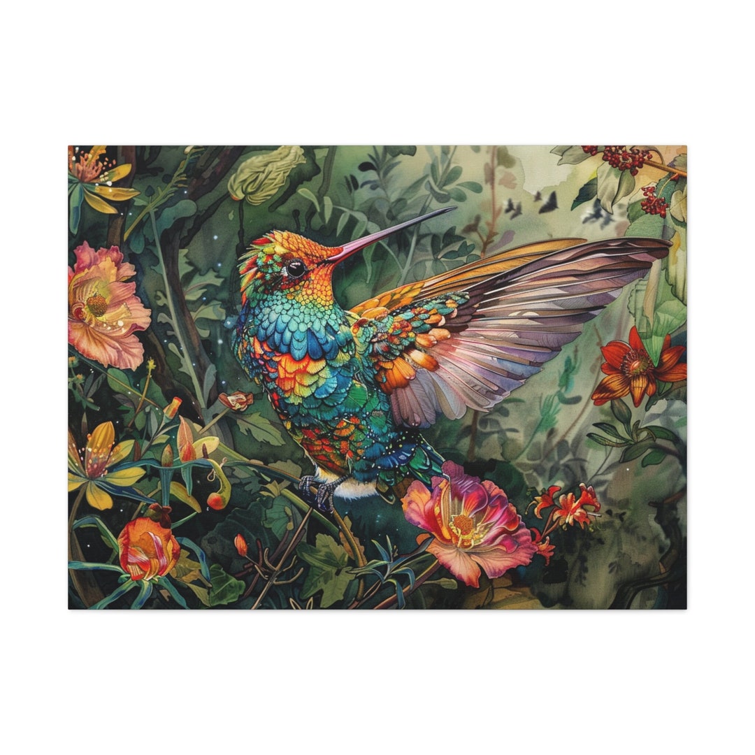 Pop Art Rainbow Boho Hummingbird Painting Gallery Wrap Canvas Wall Art ...