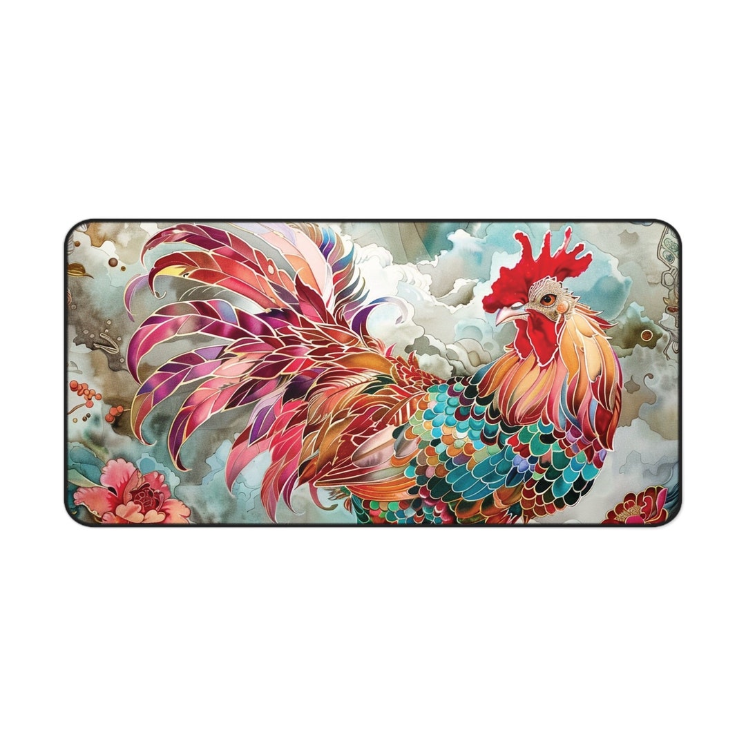Pop Art Rainbow Rooster Desk Mat, Extended Mouse Pad, Gaming Desk Mat ...