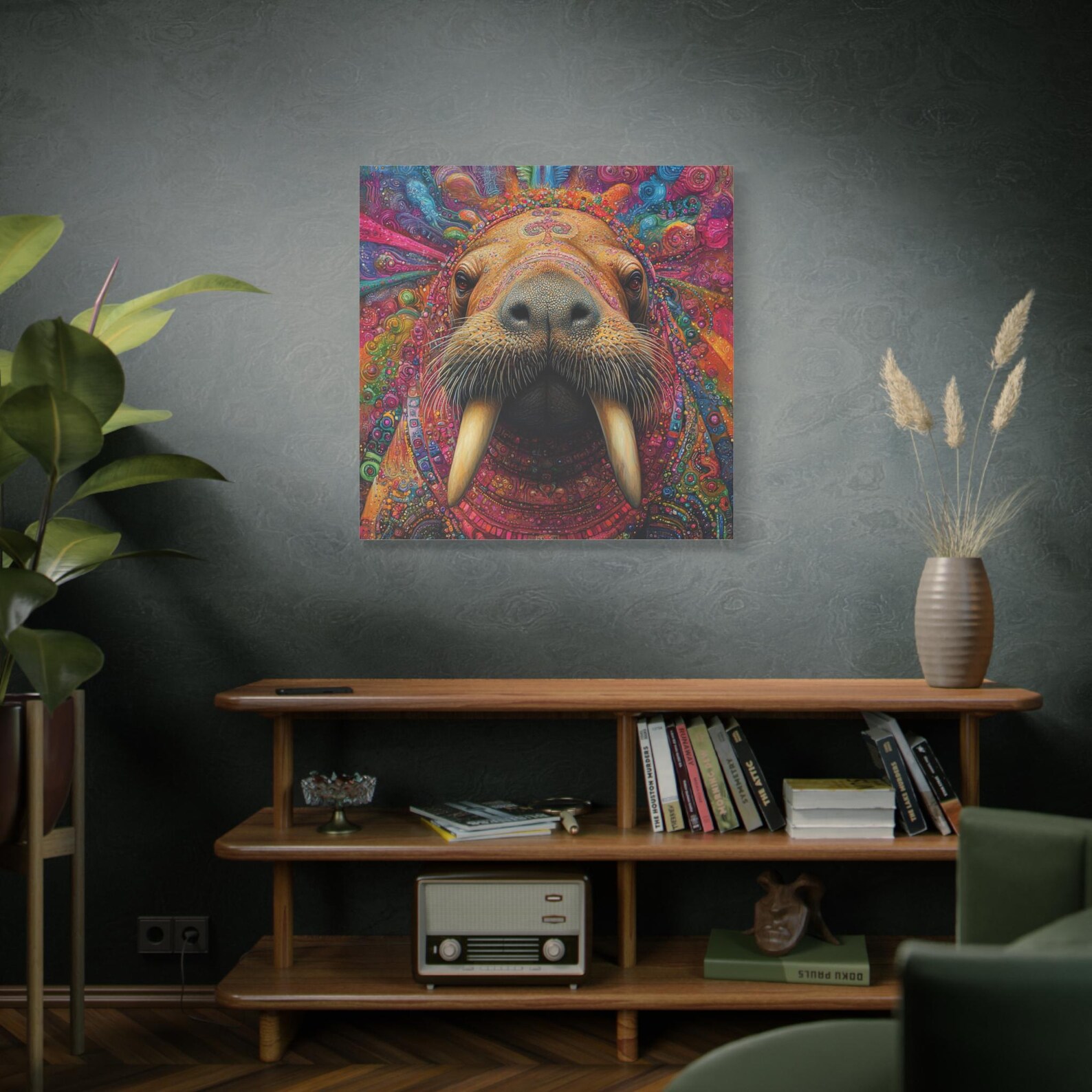 Rainbow Boho Walrus Canvas Print: Colorful Ocean Painting - Etsy