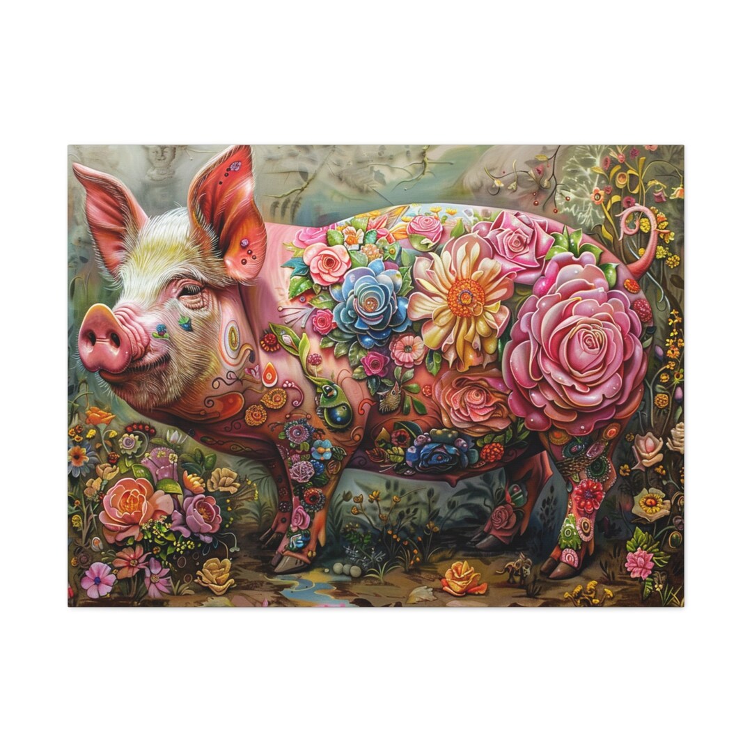 Pop Art Pig Painting Rainbow Boho Gallery Wrap Canvas Wall Art ...