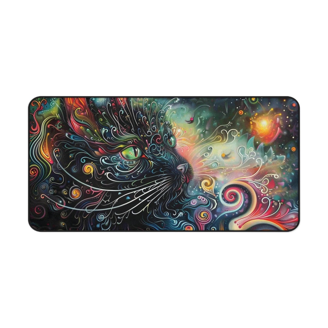 Rainbow Black Cat Pop Art Desk Mat, Extended Mouse Pad, Gaming Desk Mat ...