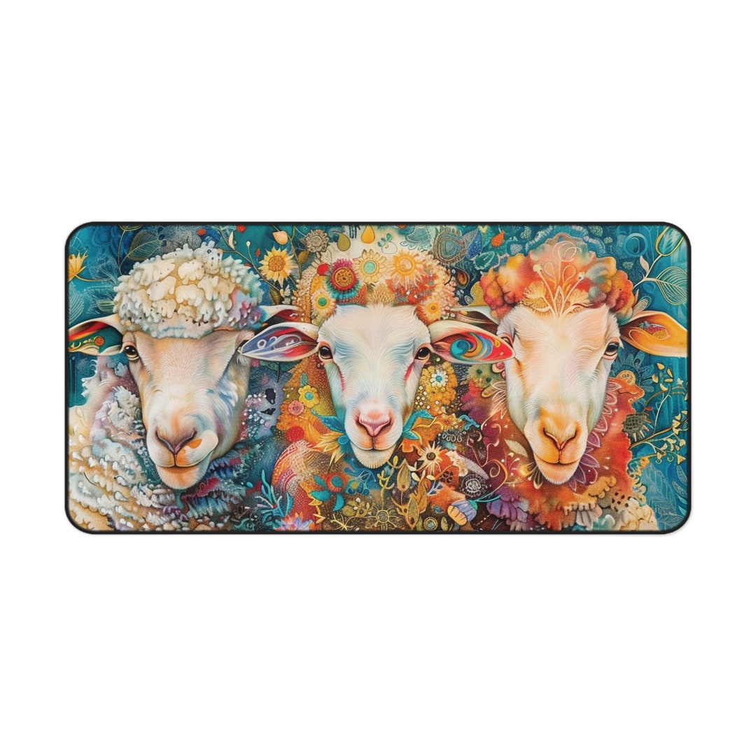 Pop Art Rainbow Three Sheep Desk Mat, Extended Mouse Pad, Gaming Desk ...