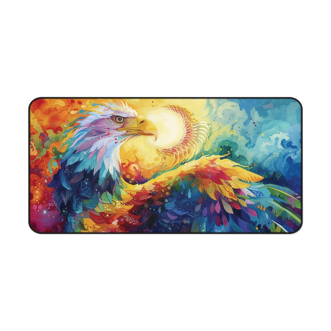 Bald Eagle Desk Mat, Rainbow Pop Art, Extended Mouse Pad, Gaming Desk ...