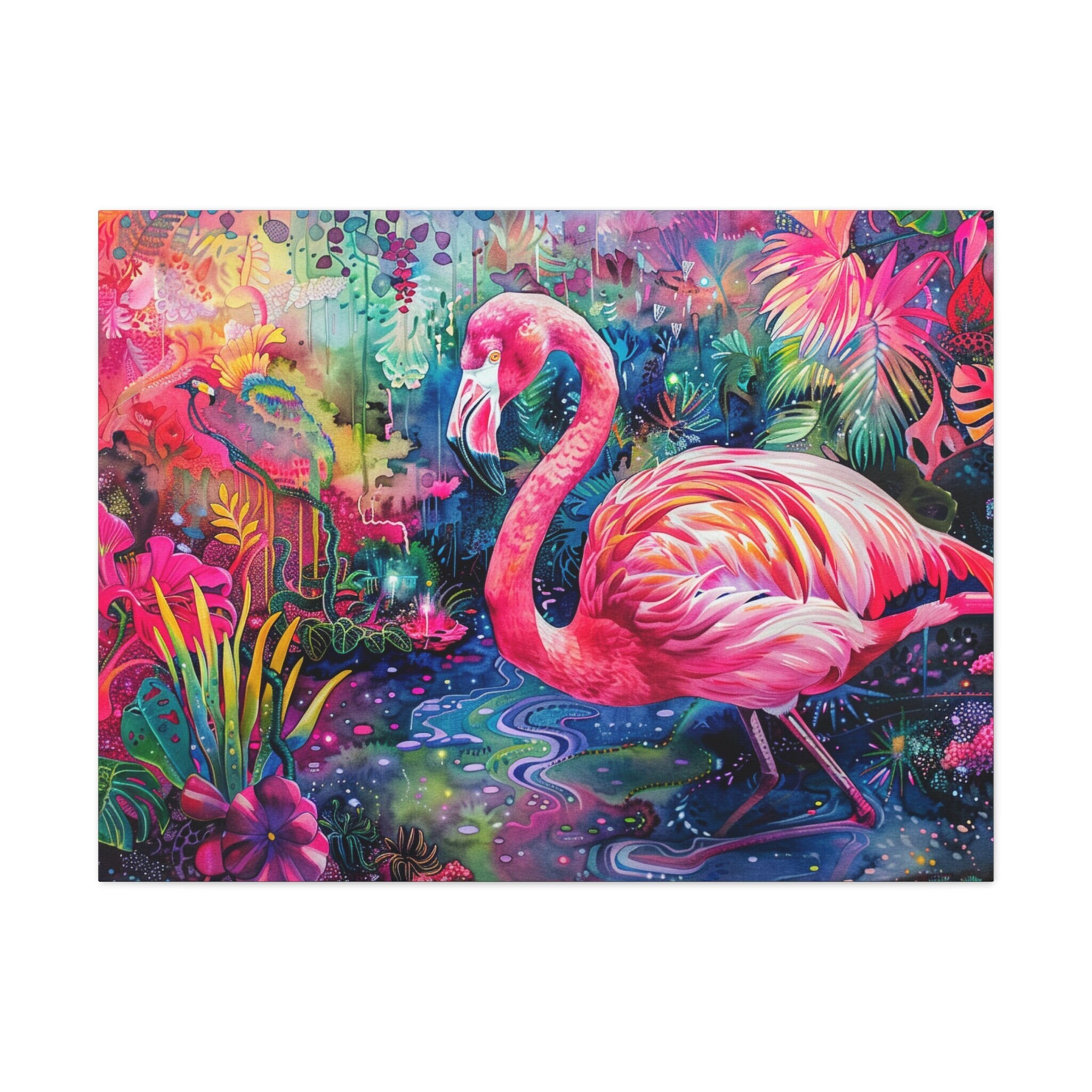 Rainbow Boho Pink Flamingo Pop Art Painting Gallery Wrap Canvas Wall ...