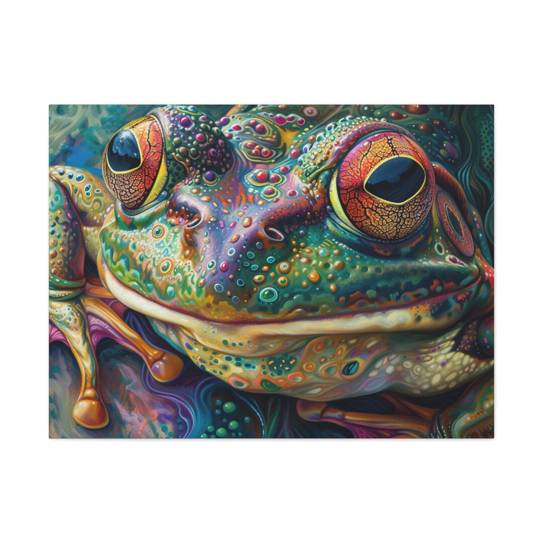 Rainbow Pop Art Boho Frog Gallery Wrap Canvas Wall Art, Colorful Canvas ...