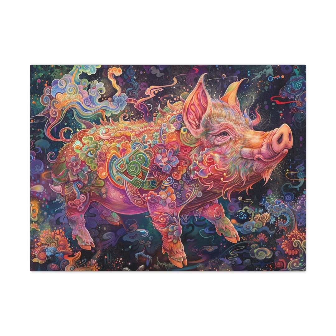 Pig Rainbow Boho Pop Art Painting Gallery Wrap Canvas Wall Art ...