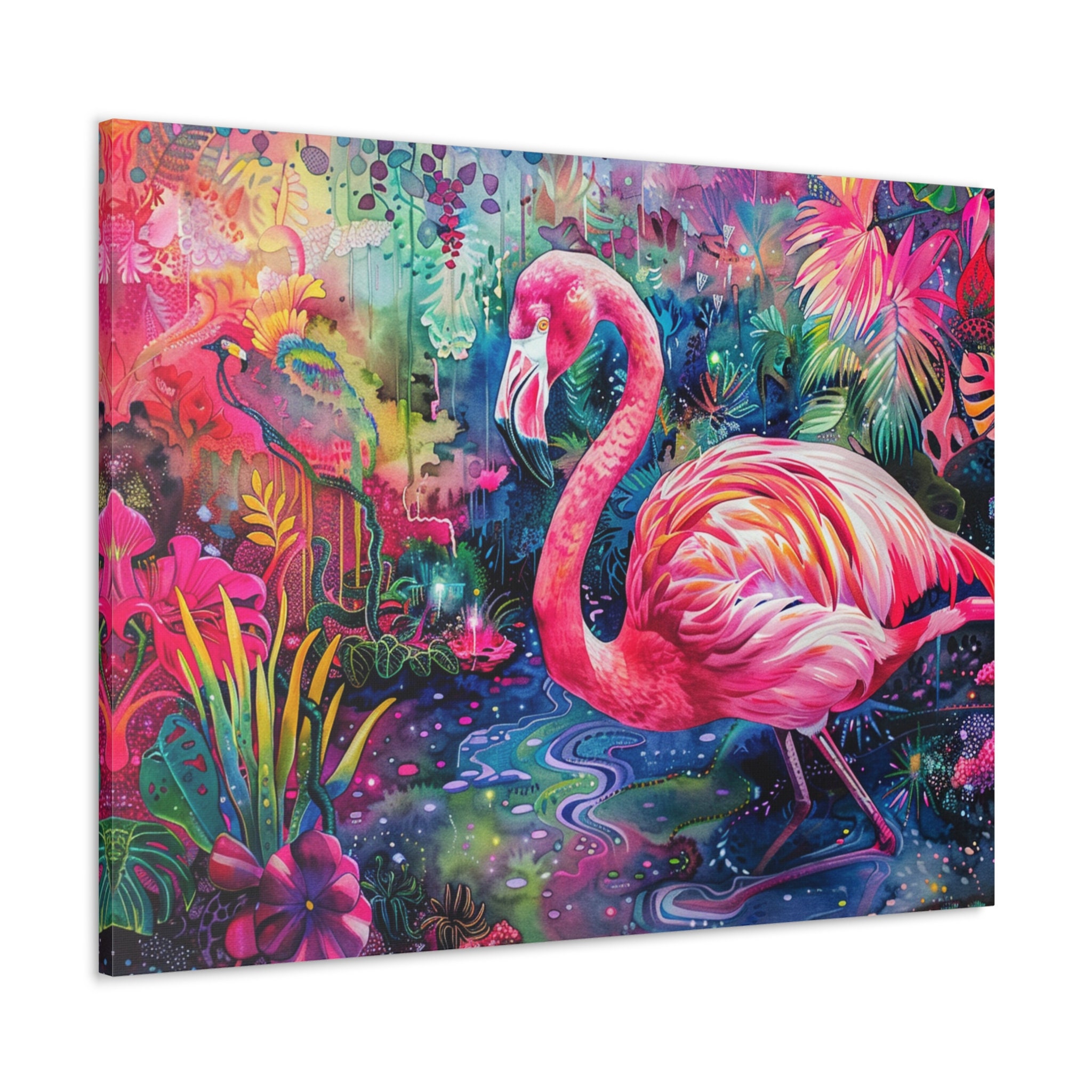 Rainbow Boho Pink Flamingo Pop Art Painting Gallery Wrap Canvas Wall ...