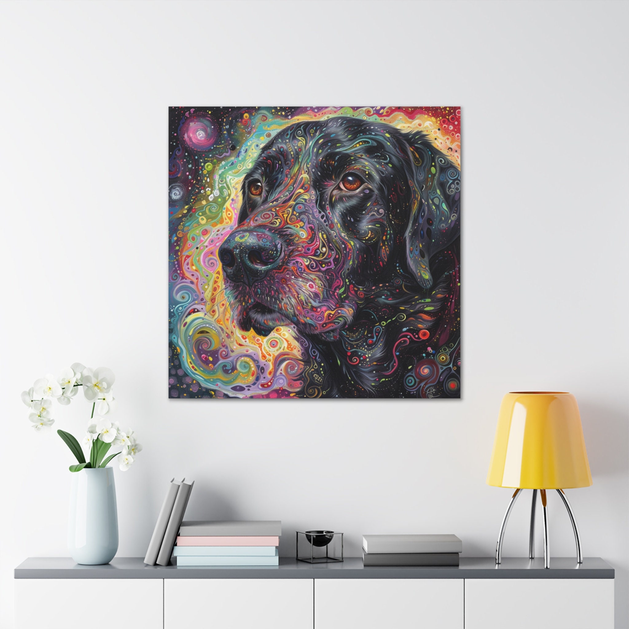 Aesthetic Abstract Black Labrador Retriever Dog Art Print Colorful ...