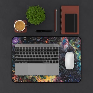 Black Cat Rainbow Pop Art Desk Mat, Extended Mouse Pad, Gaming Desk Mat ...