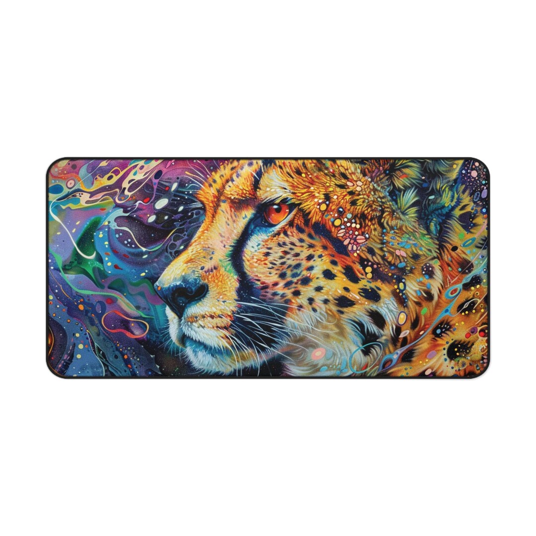 Rainbow Pop Art Cheetah Desk Mat, Extended Mouse Pad, Gaming Desk Mat ...