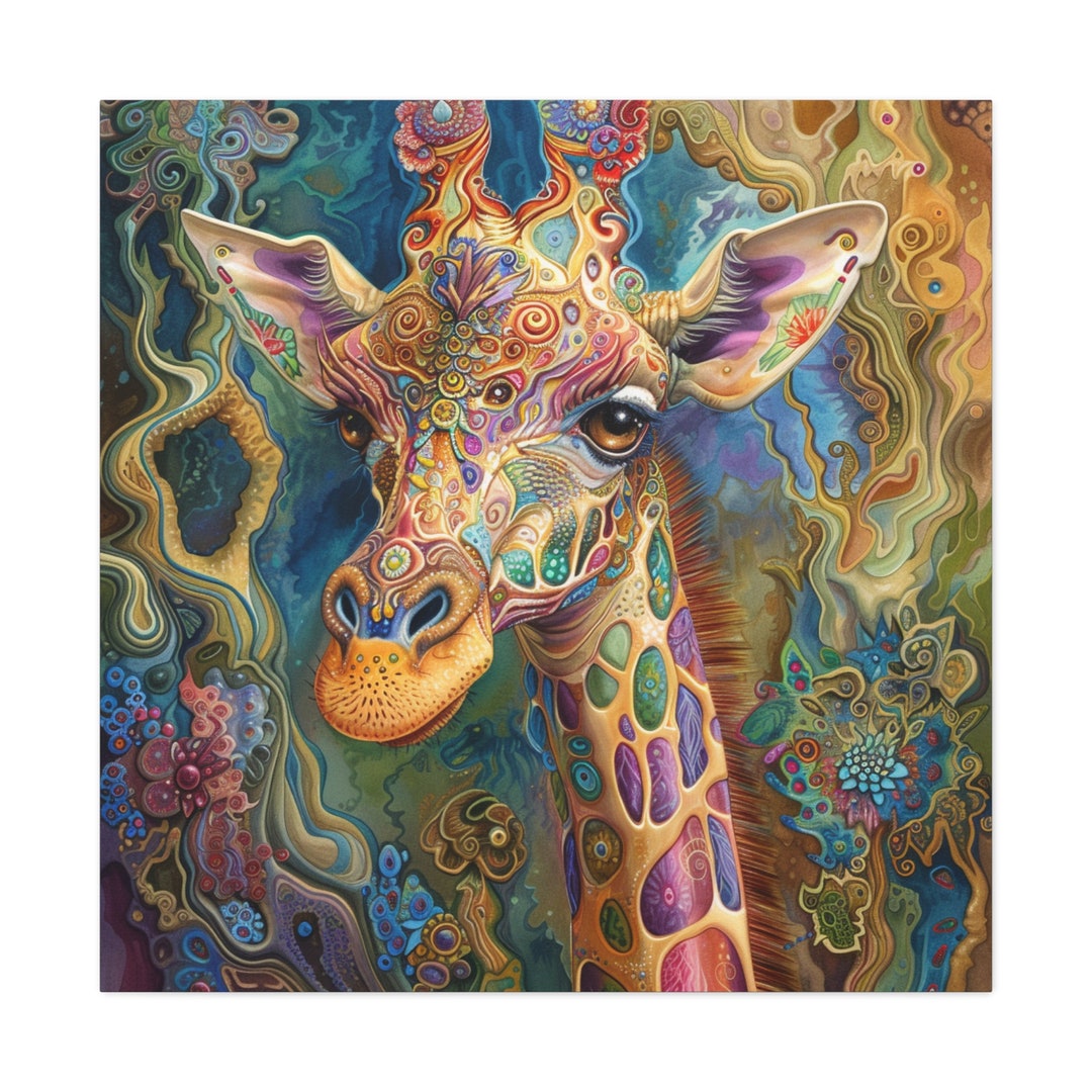 Bohemian Giraffe Aesthetic Abstract Art Print Canvas Wrap Wall Art ...