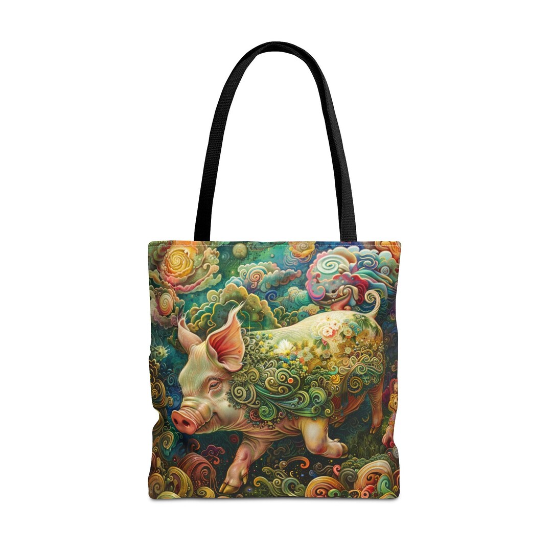 Boho Aesthetic Pig Tote Bag Cute Pop Art for Beach, Shopping, Books ...