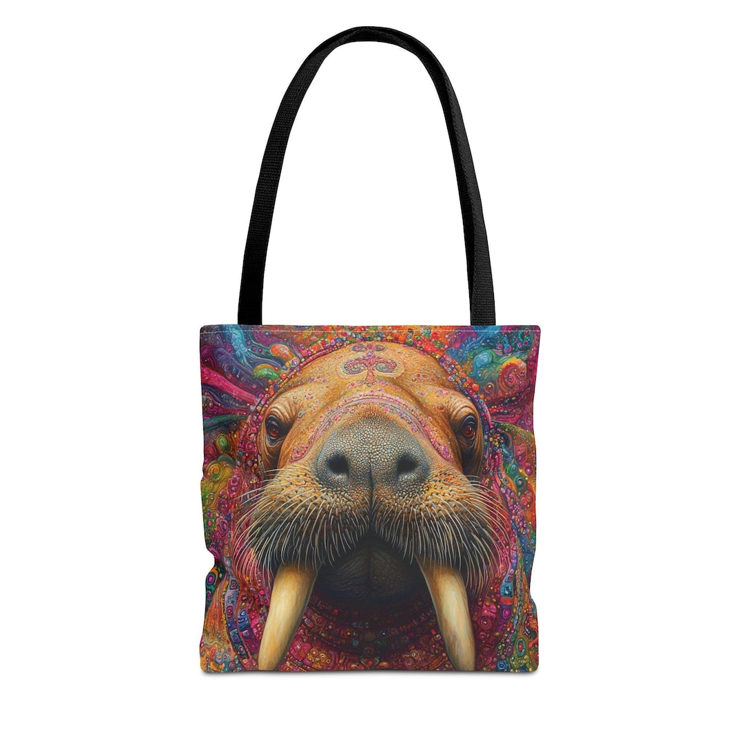 Tote Bag - Rainbow Boho Walrus, Colorful Beach Shoulder Bag, Hippie ...