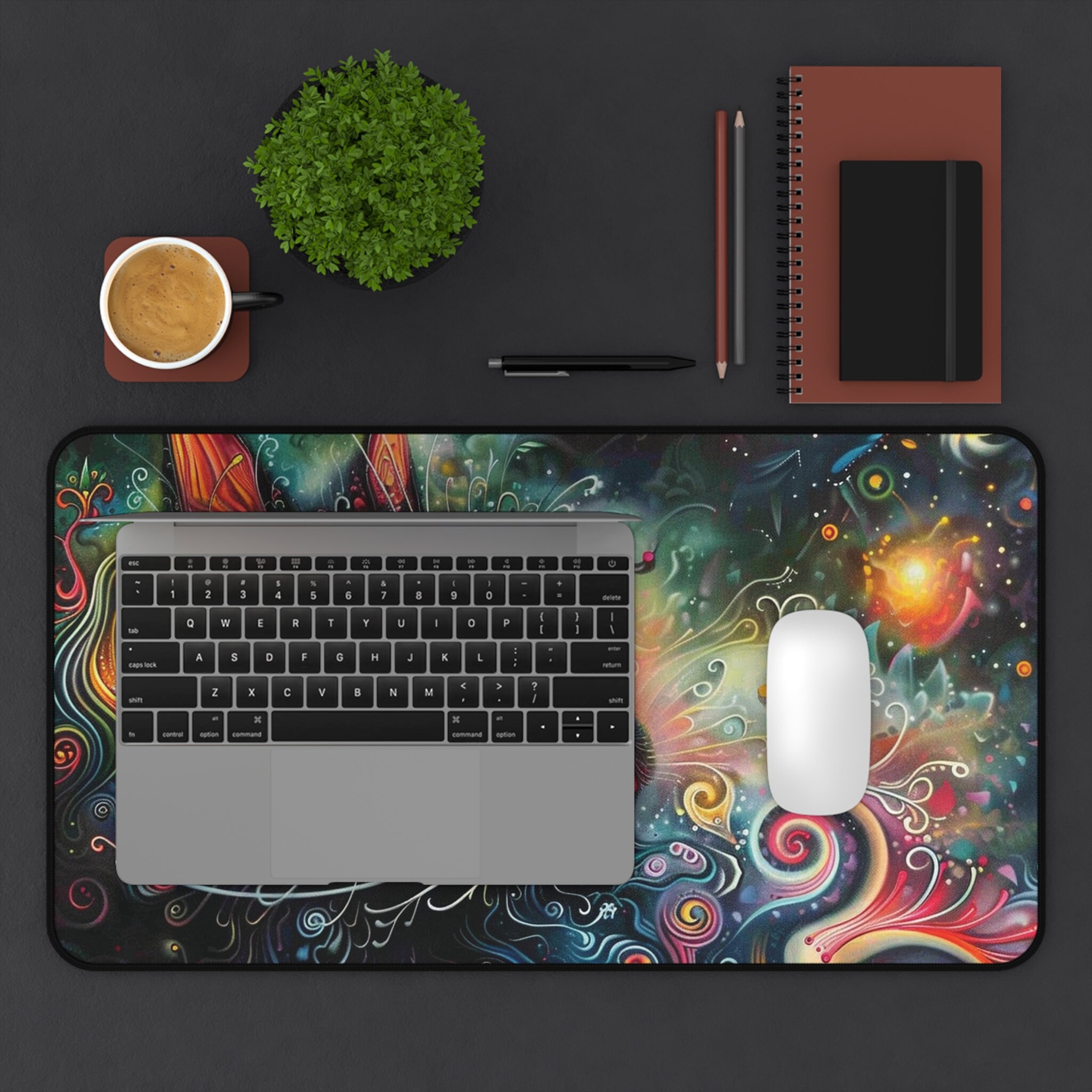 Rainbow Black Cat Pop Art Desk Mat, Extended Mouse Pad, Gaming Desk Mat ...