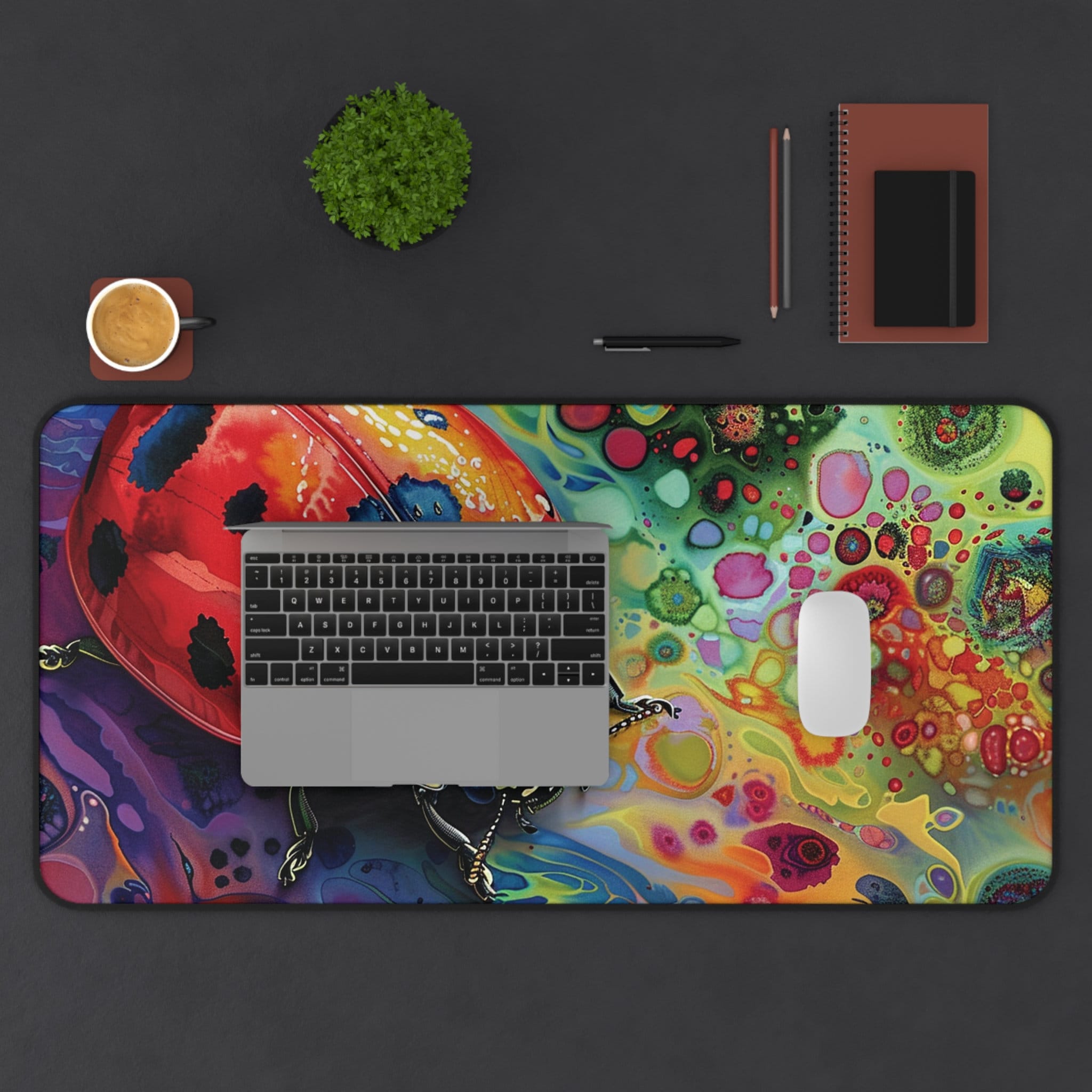 Rainbow Ladybug Pop Art Desk Mat, Extended Mouse Pad, Gaming Desk Mat ...