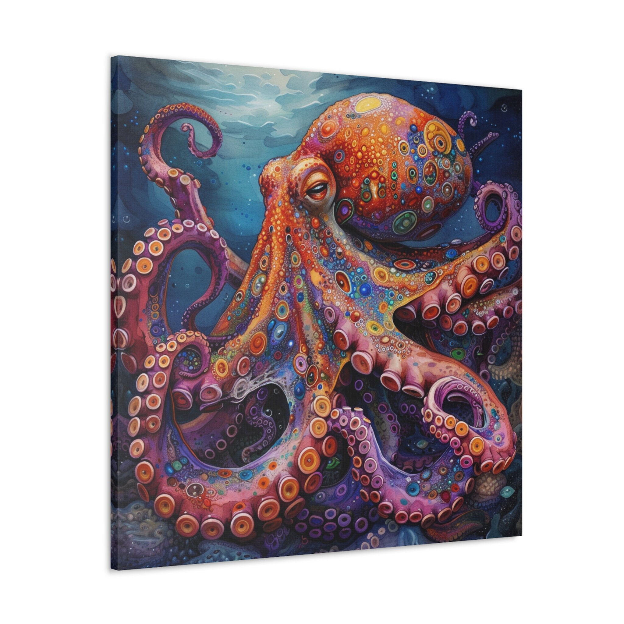 Boho Aesthetic Abstract Octopus Art Print Canvas Wrap Colorful Wall Art ...