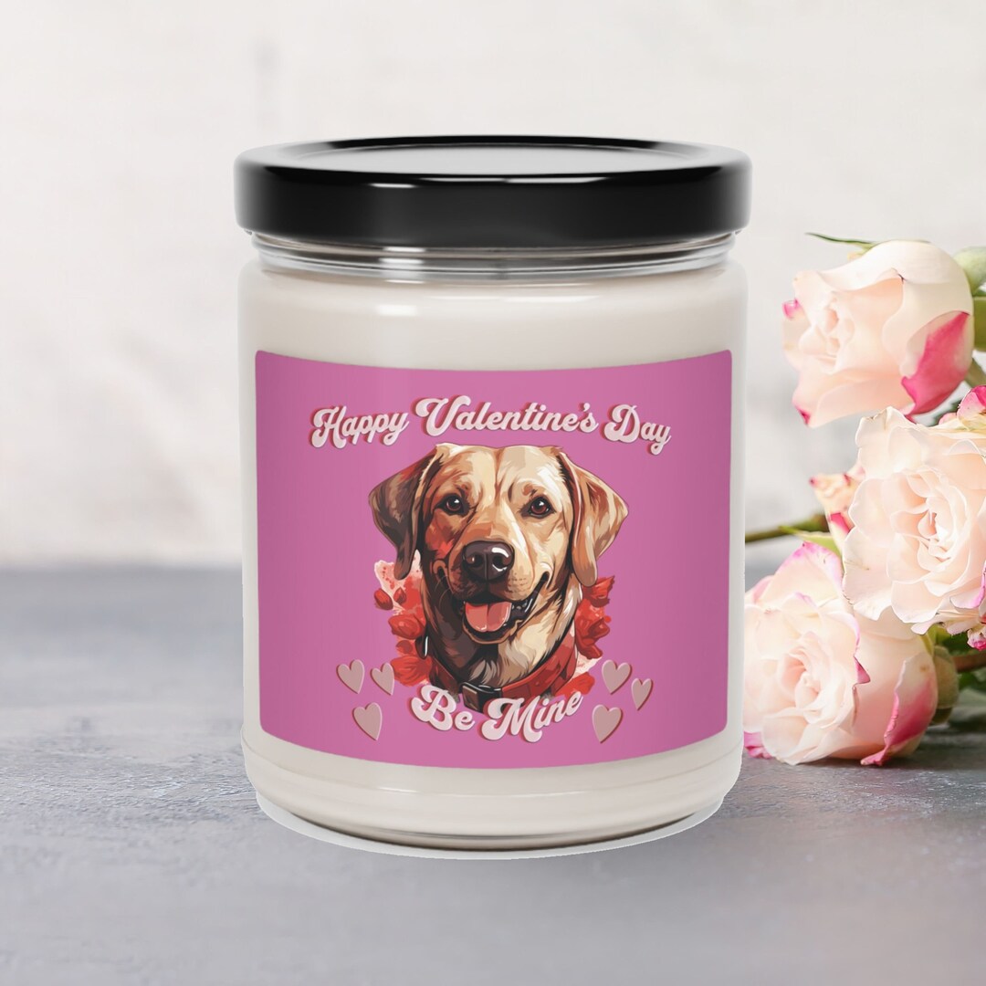 Valentine's Day Yellow Labrador Dog Candle Glass Jar Candle Candle Gift ...