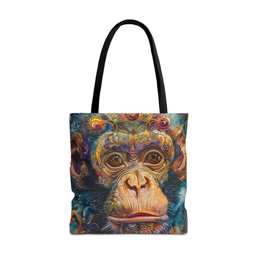 Monkey Tote Bag Boho Aesthetic Cute Pop Art for Beach, Shopping, Books ...