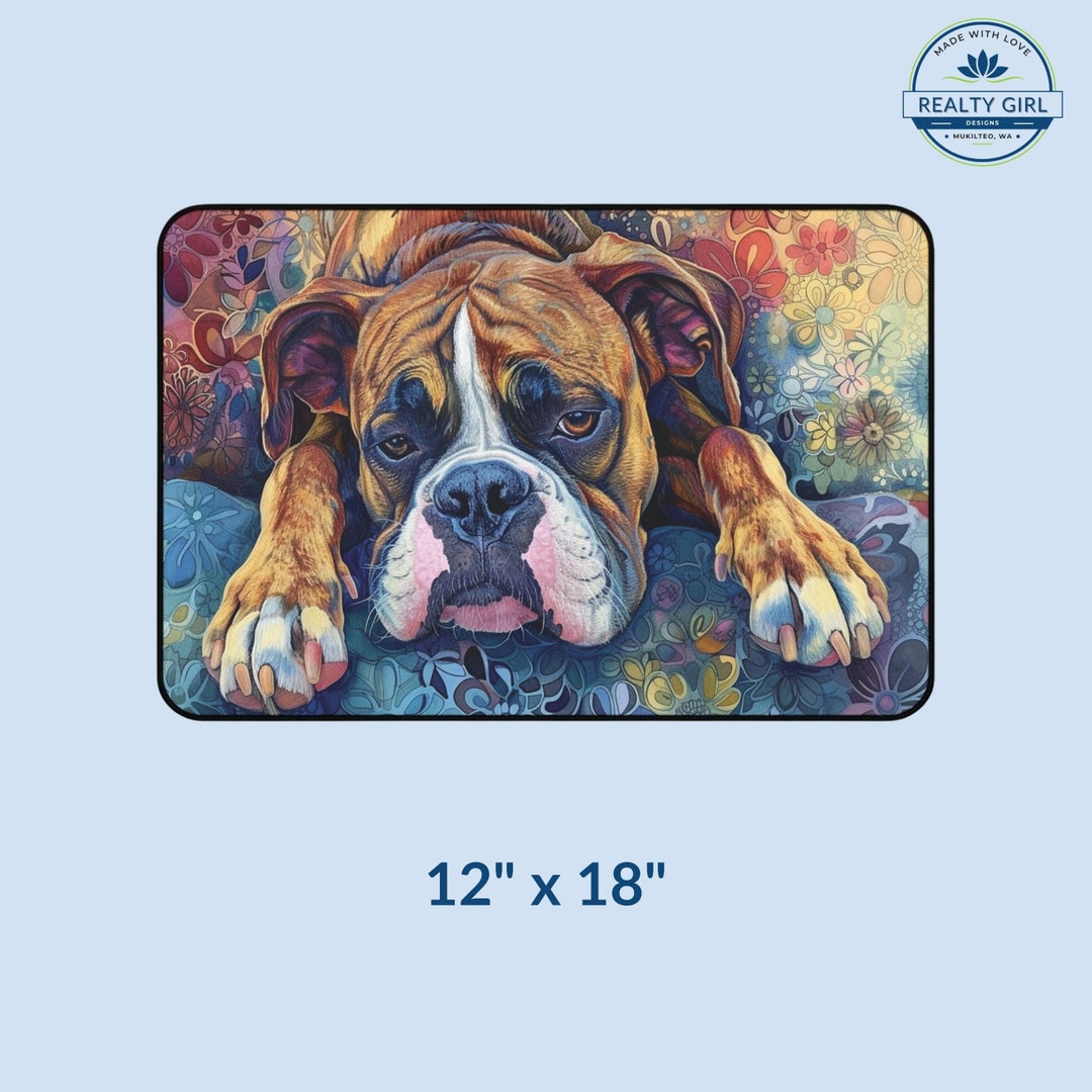 Boxer Dog Desk Mat, Pop Art Boxer Dog, Extended Mouse Pad, Gaming Desk ...