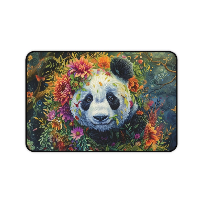 Floral Rainbow Panda Desk Mat, Pop Art, Extended Mouse Pad, Gaming Desk ...