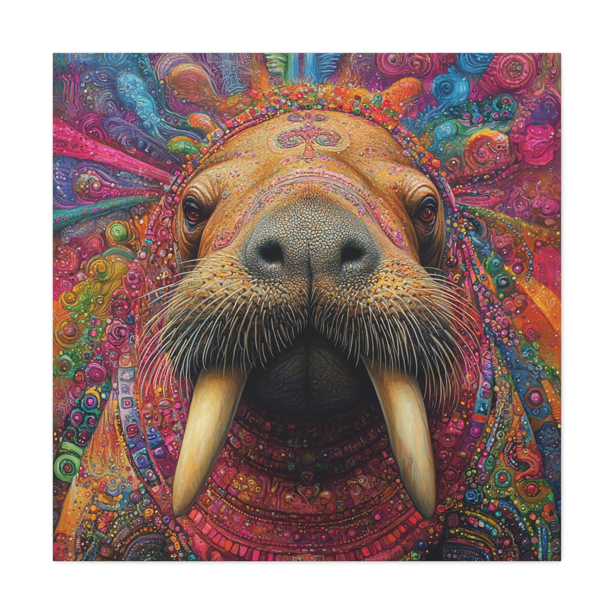 Rainbow Boho Walrus Canvas Print: Colorful Ocean Painting - Etsy