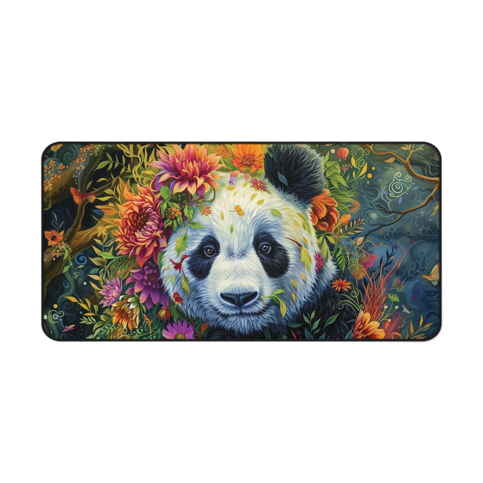 Floral Rainbow Panda Desk Mat, Pop Art, Extended Mouse Pad, Gaming Desk ...