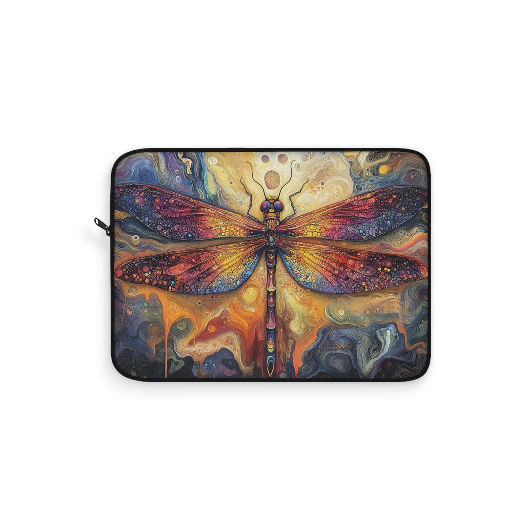 Rainbow Boho Dragonfly Laptop Sleeve, Colorful Tech Cover, Bohemian ...
