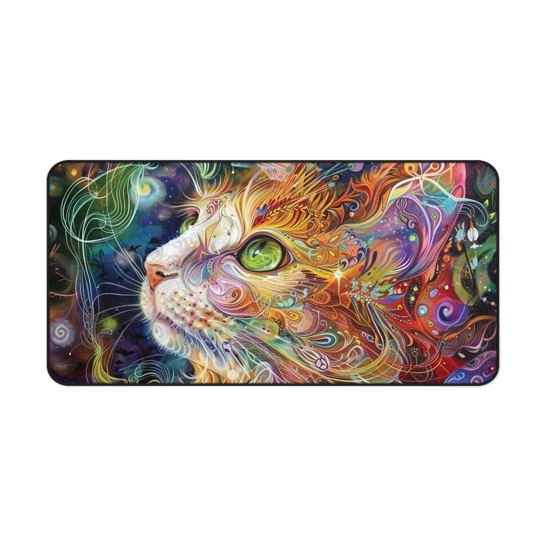 Rainbow Orange Cat Pop Art Desk Mat, Extended Mouse Pad, Gaming Desk ...