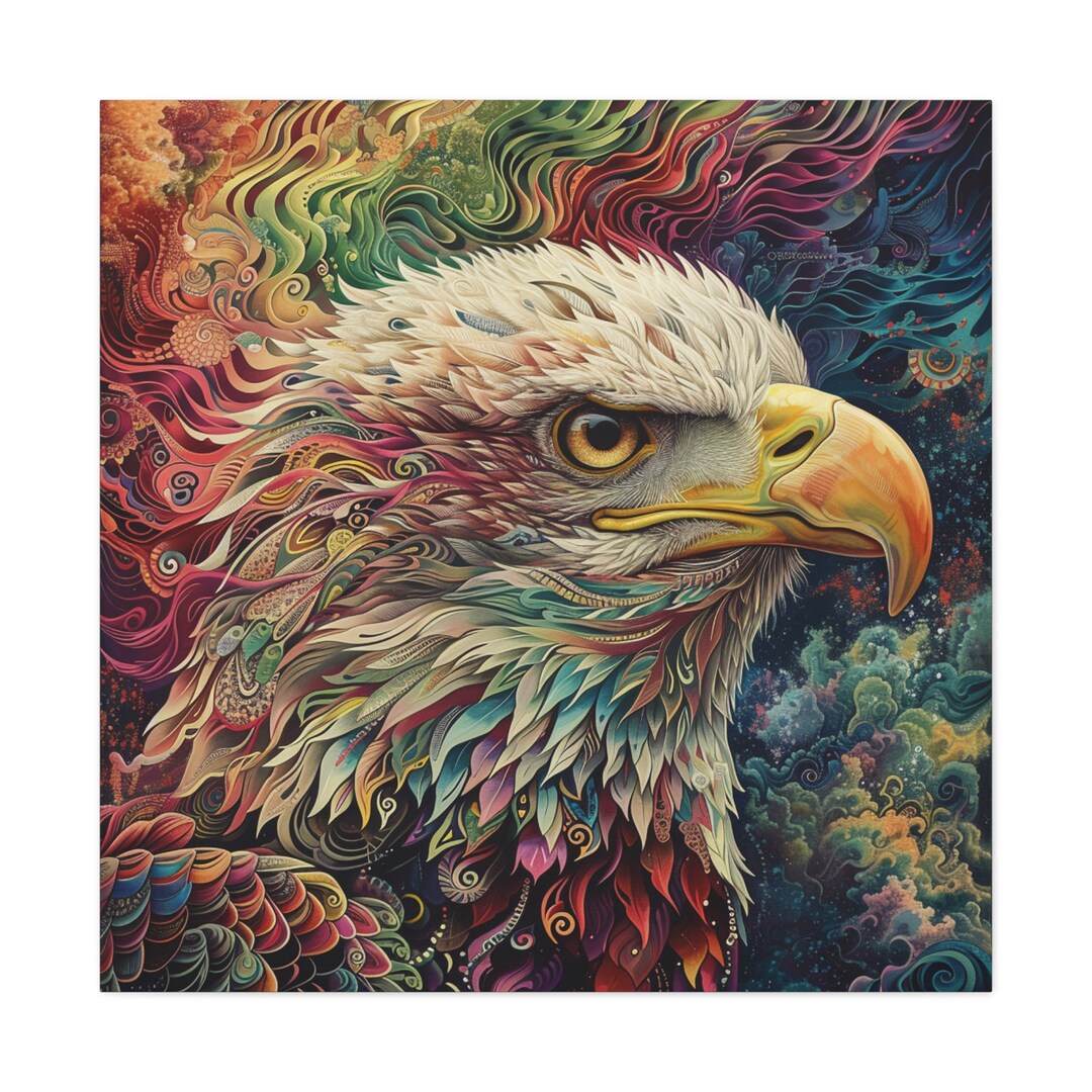 Bald Eagle Aesthetic Abstract Art Print Canvas Wrap Boho Wall Art ...