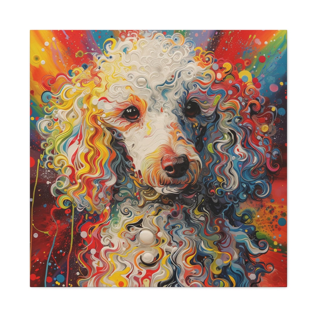 Colorful Poodle Art Print: Abstract Dog Painting on Canvas - Etsy