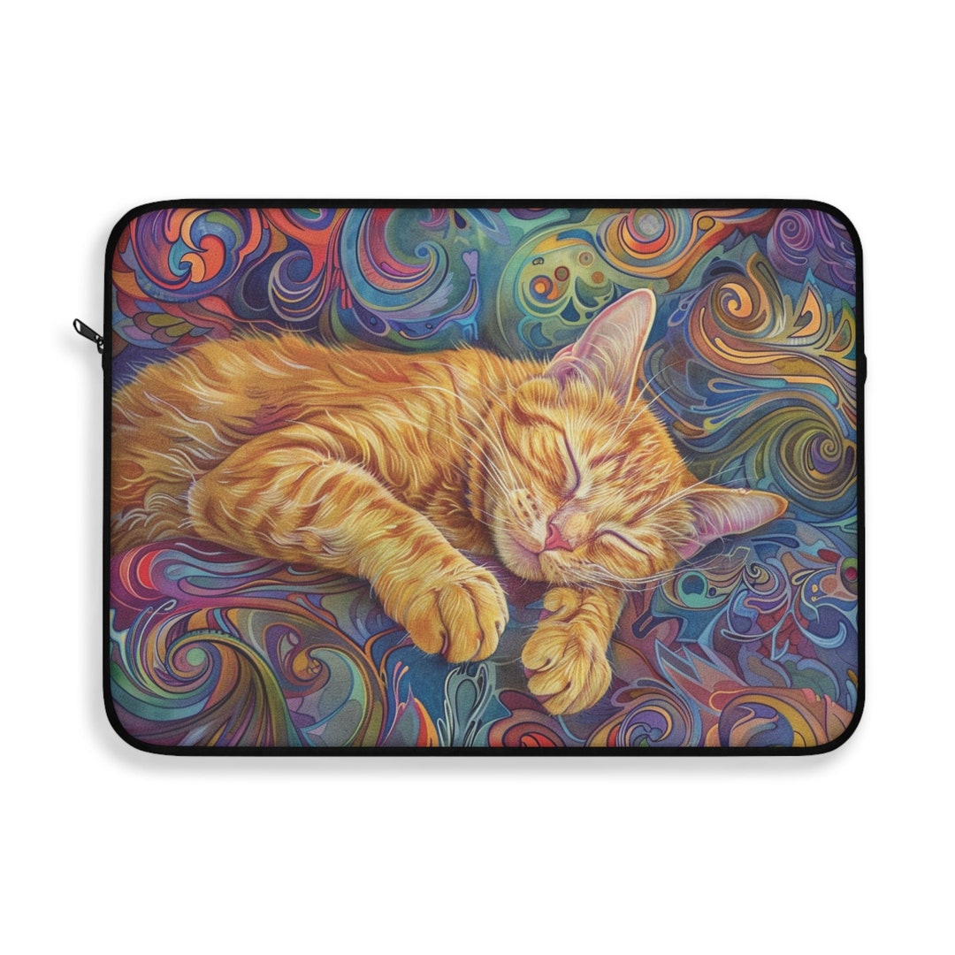 Orange Tabby Cat Laptop Sleeve: Colorful Boho Pop Art iPad MacBook Case ...