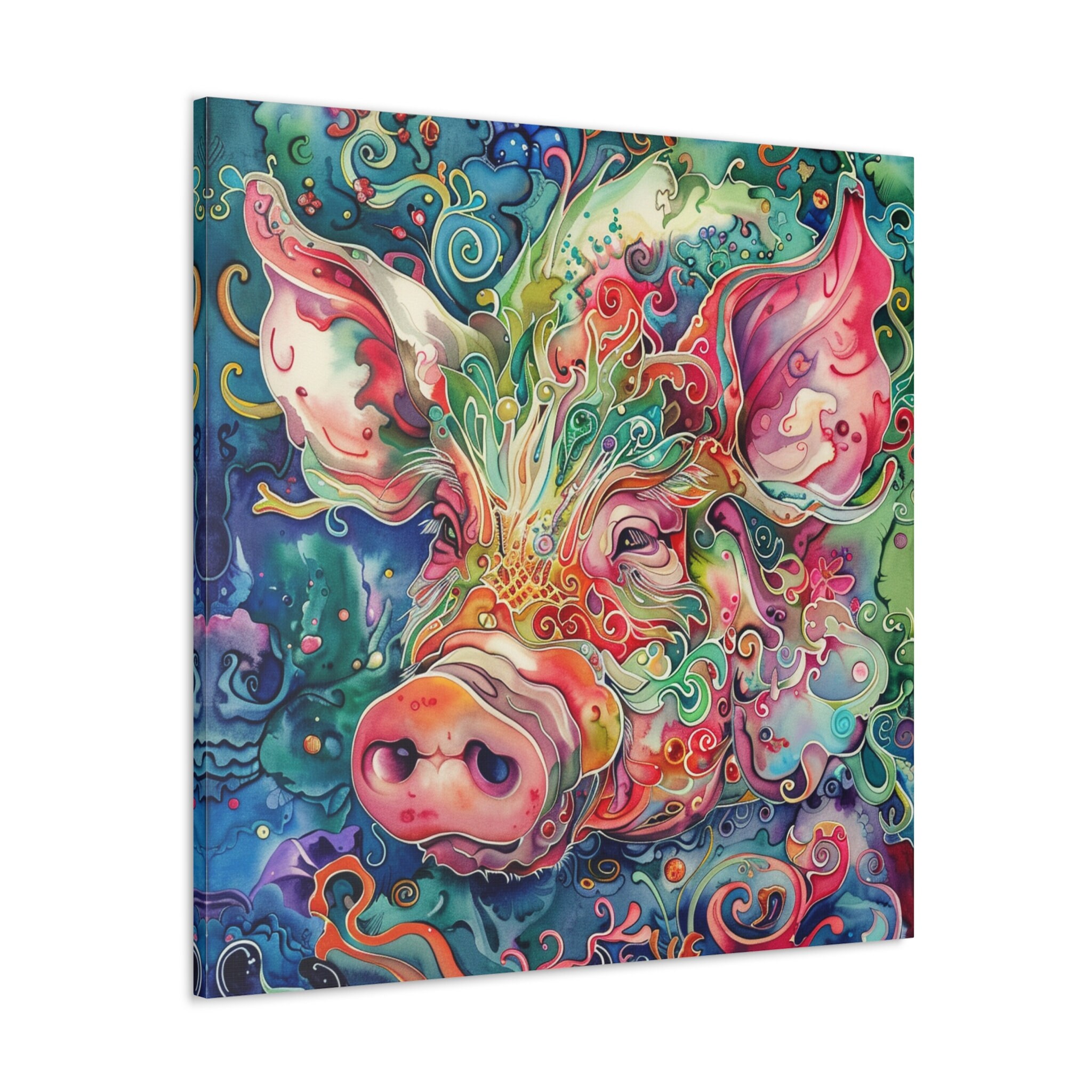 Abstract Aesthetic Rainbow Boho Pig Print Wall Art Canvas Gallery Wrap ...