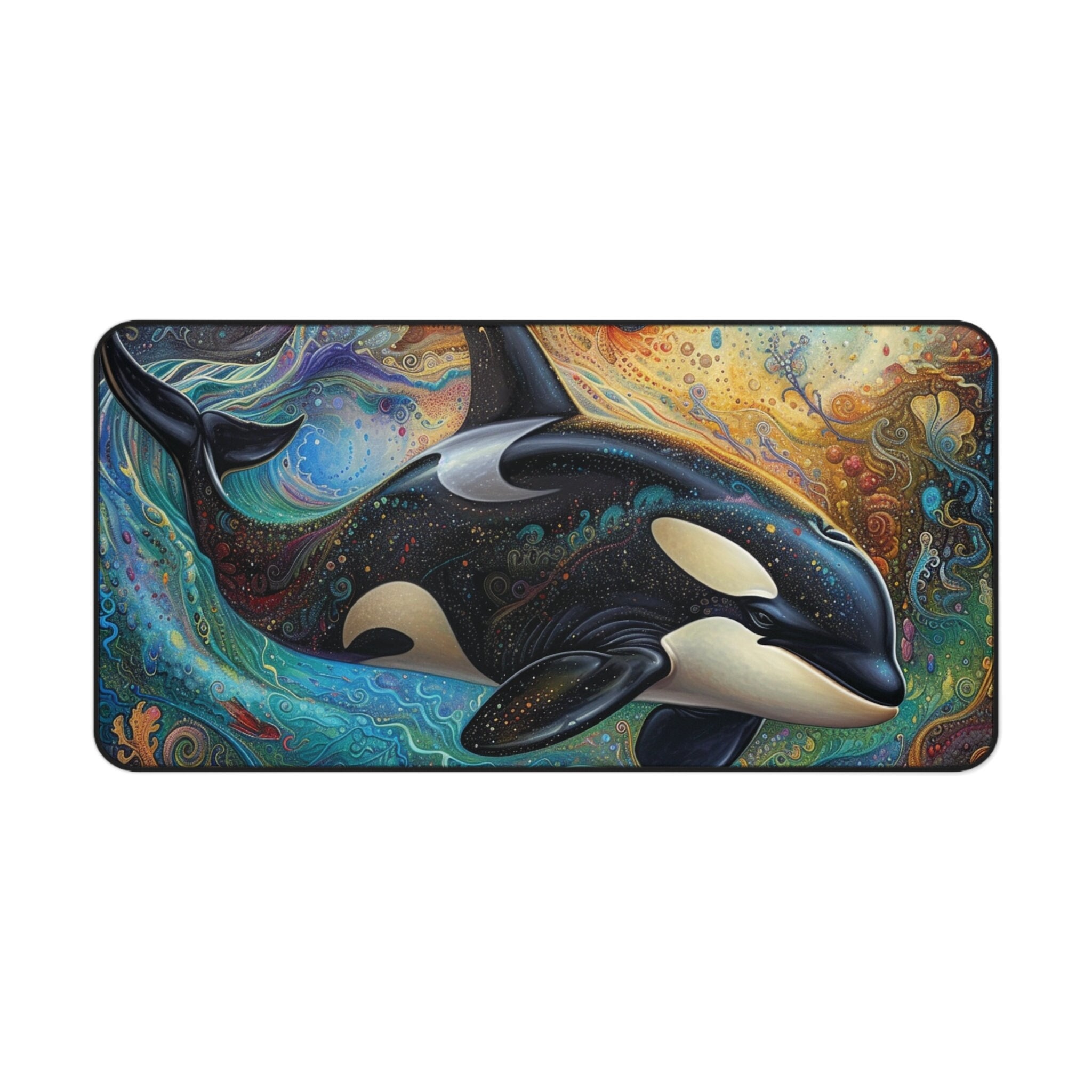 Rainbow Orca Whale Pop Art Desk Mat, Extended Mouse Pad, Gaming Desk ...