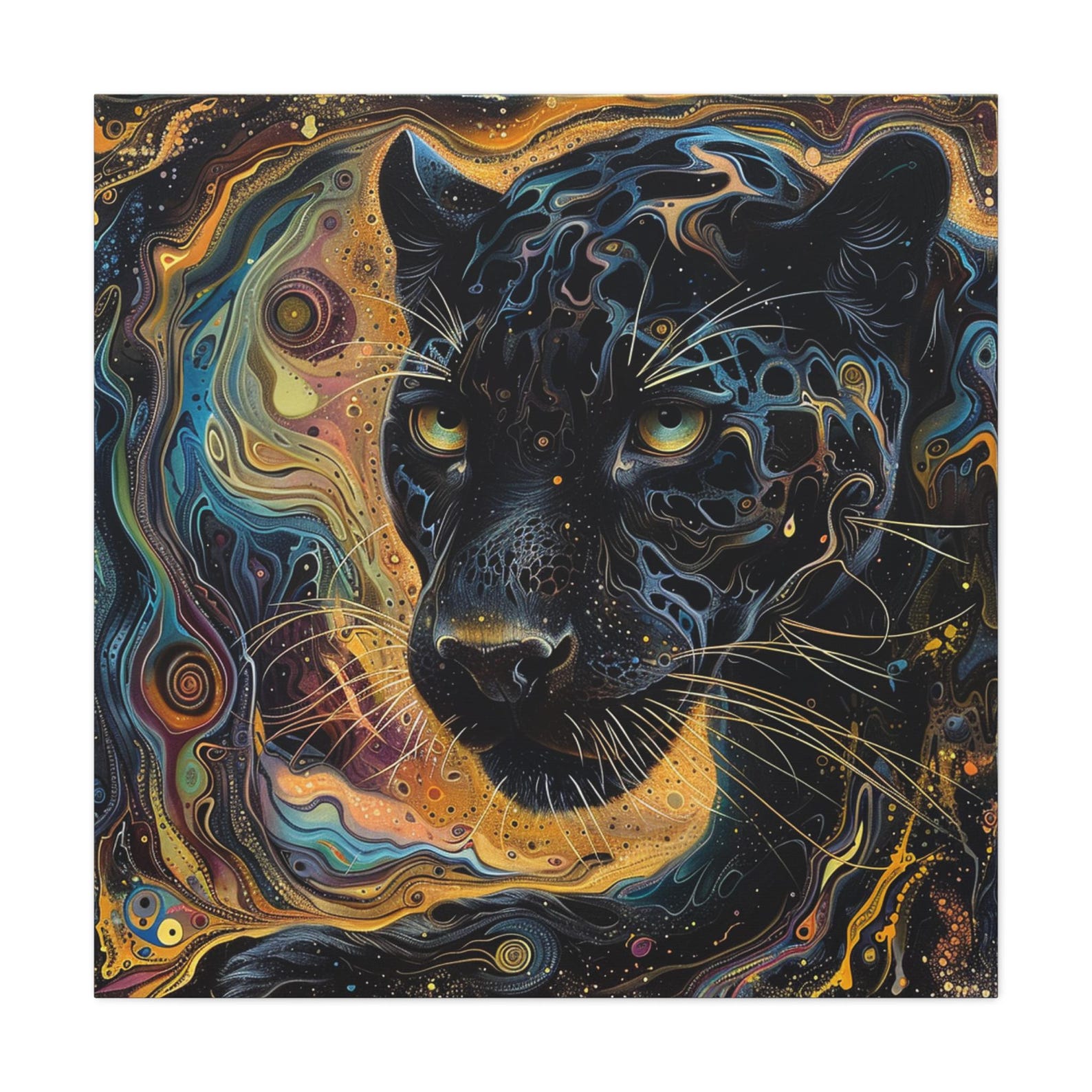 Abstract Black Panther Canvas Print: Rainbow Boho Wall Art - Etsy