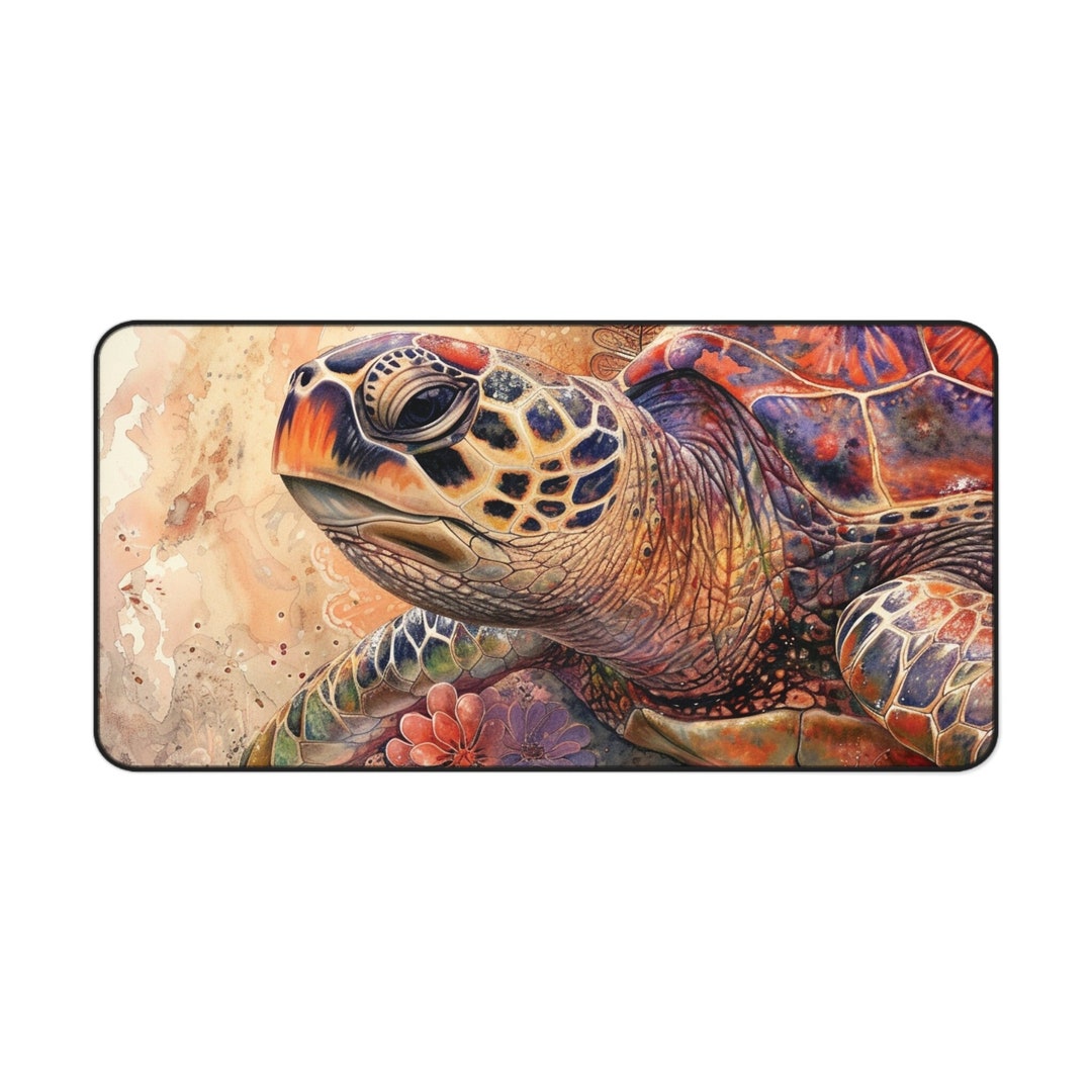 Rainbow Sea Turtle Desk Mat, Pop Art, Extended Mouse Pad, Gaming Desk ...