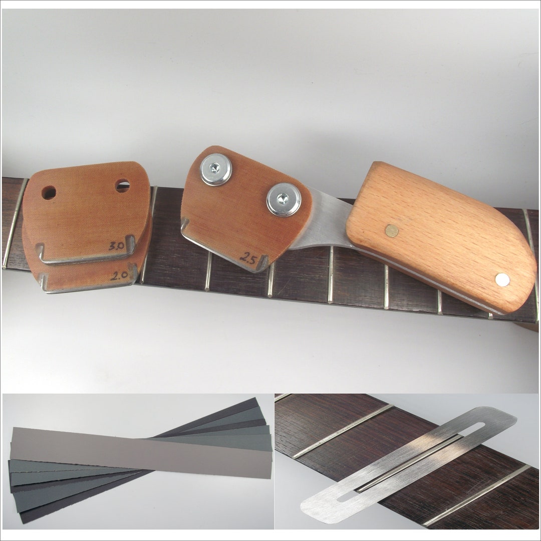 3 Diamond Fret Crowning Files With Handle. Includes Fretboard Protector ...