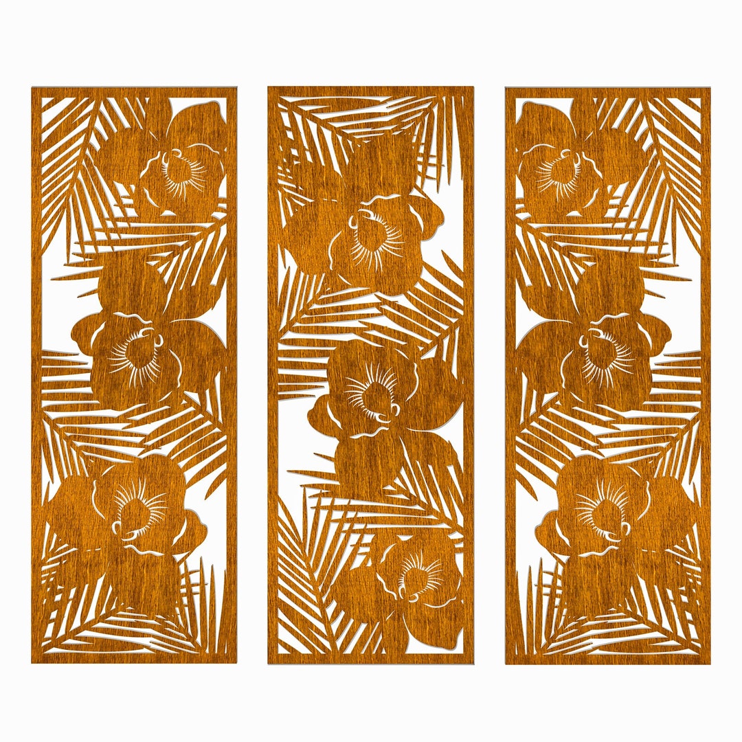 3D FLORAL Wall Art Decor,tropical,palm,orchid,set of 3 for Bedroom ...